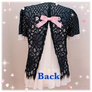 Tops | Brand New Navy And Pink Ribbon Blouse | Poshmark
